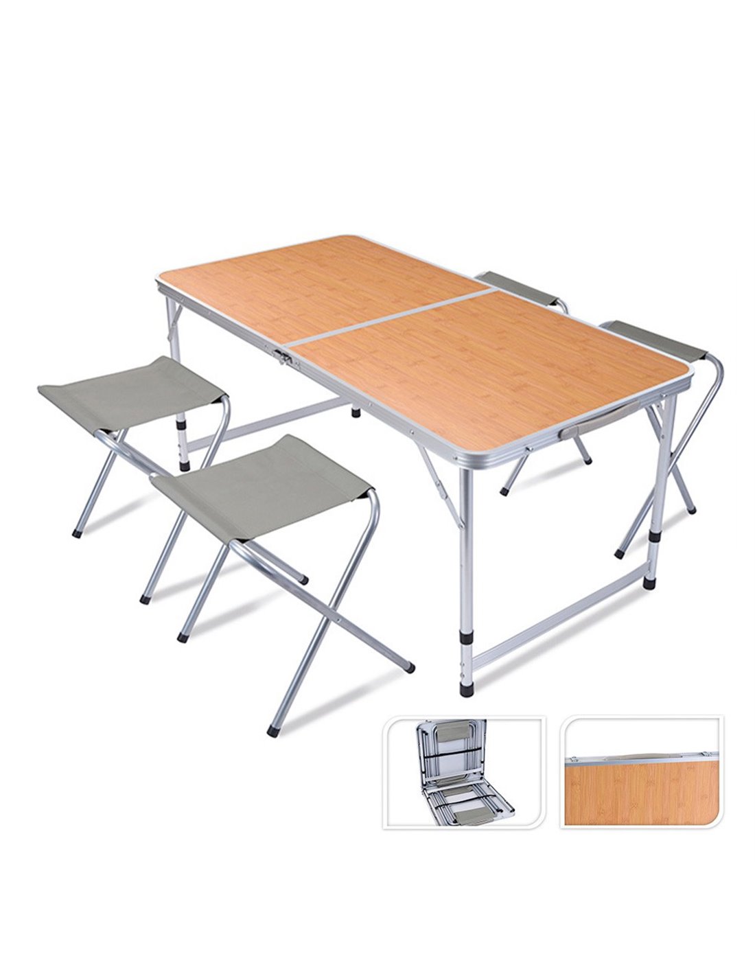 Ensemble De Camping. Table Avec 4 Chaises Pliantes En Aluminium - Table ...