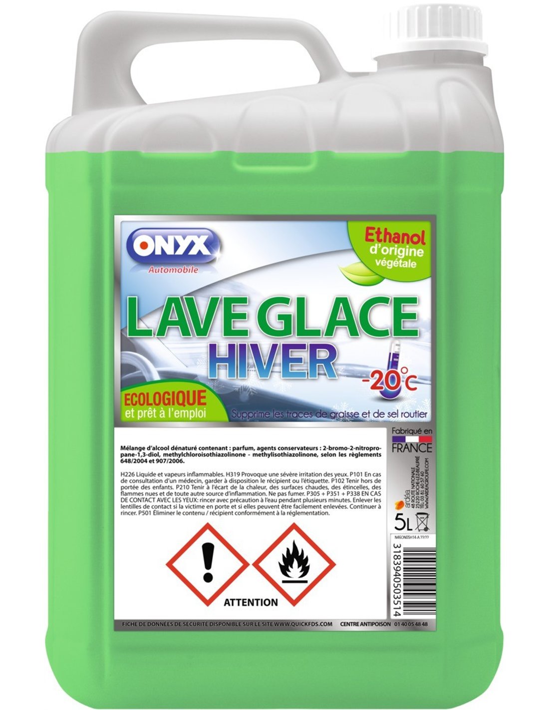 Liquide Lave-glace hiver - 20°écologique - ONYX - Electricité et Multimédia